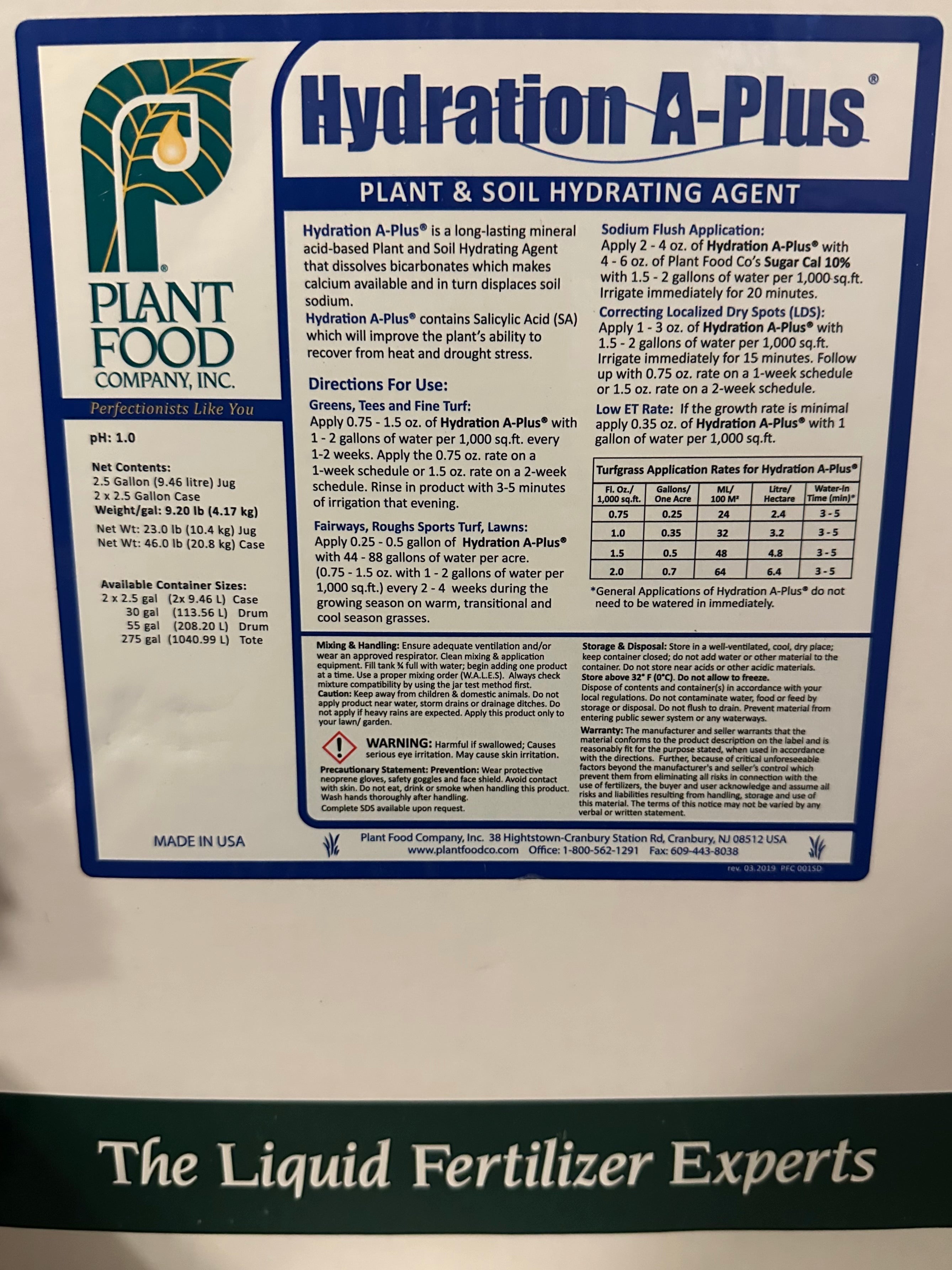 Plant Food Company Hydration A-Plus 2.5 Gallons – Prime Fescue