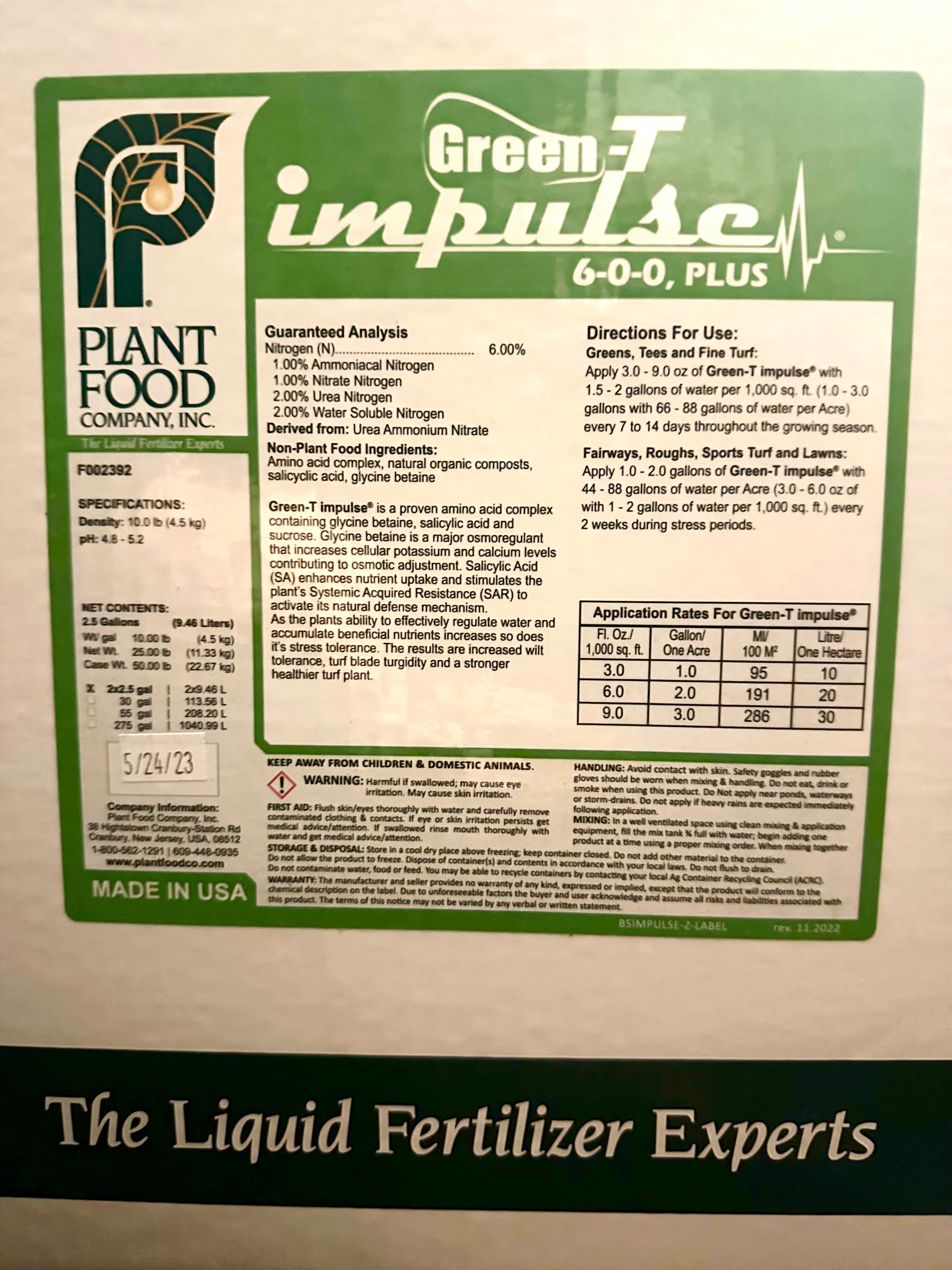 Plant Food Company Impulse Green-T 2.5 Gallons – Prime Fescue